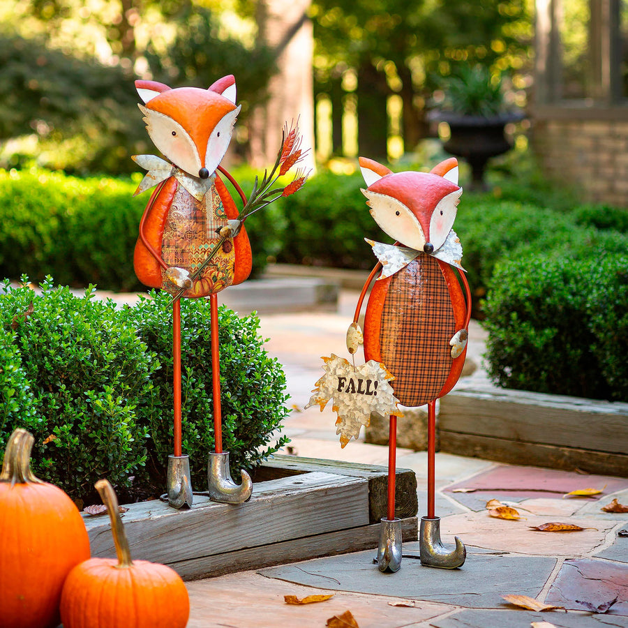 Fall Fox Metal Statuary, Set of 2 – Plow & Hearth