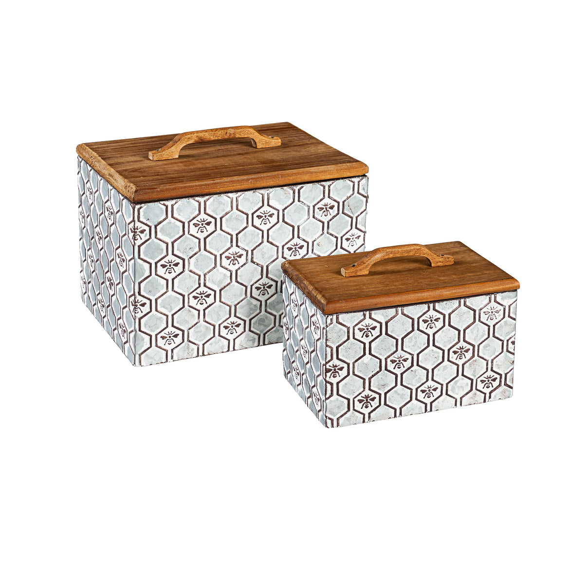 Embossed Honeycomb Storage Boxes, Set of 2 – Plow & Hearth