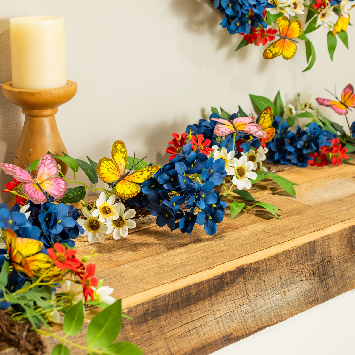 American Classic Garland Artificial Floral with Butterflies, 72"L ...