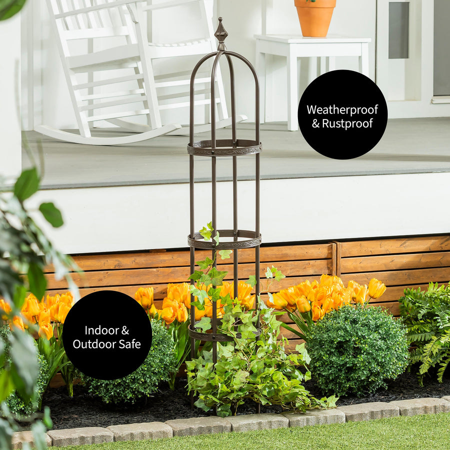 5' Powder-Coated Steel Garden Antique Copper Obelisk – Plow & Hearth