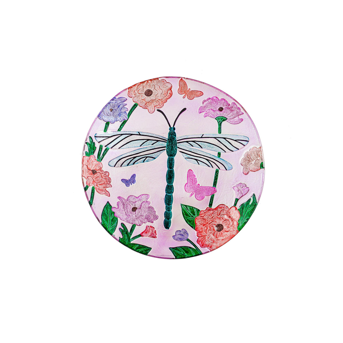 18" Glitter Hand Painted and Embossed Bird Bath, Dragonfly – Plow & Hearth