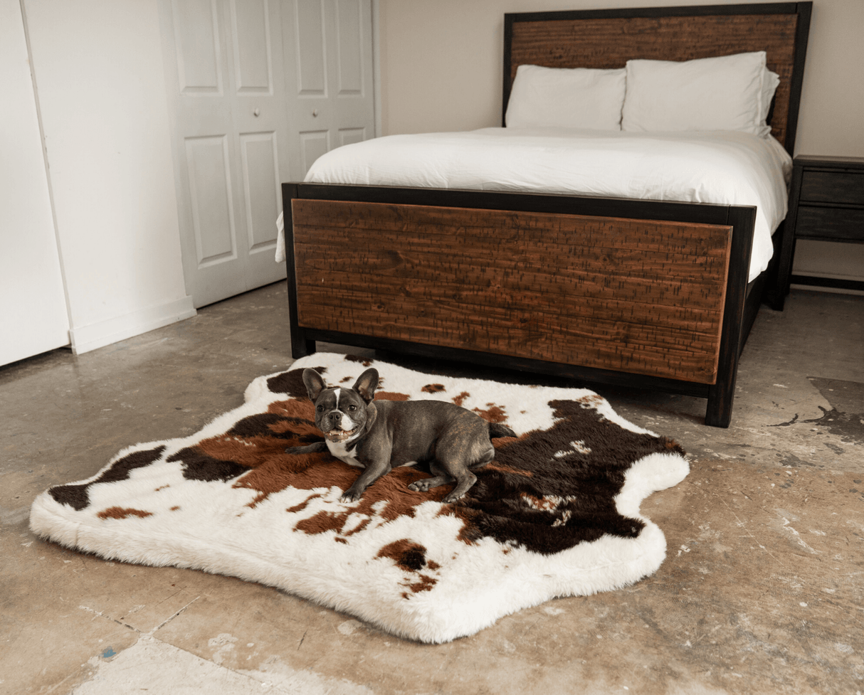 PupRug® Animal Print Memory Foam Dog Bed - Brown Faux Cowhide – Plow ...