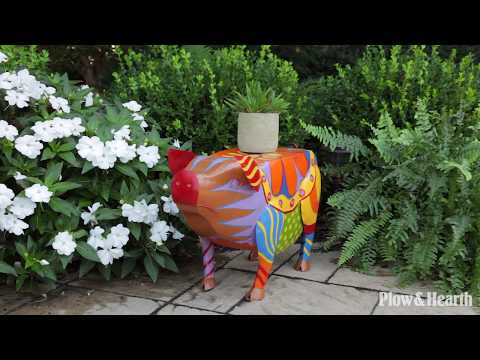 Colorful Folk Art Pig Side Table – Plow & Hearth
